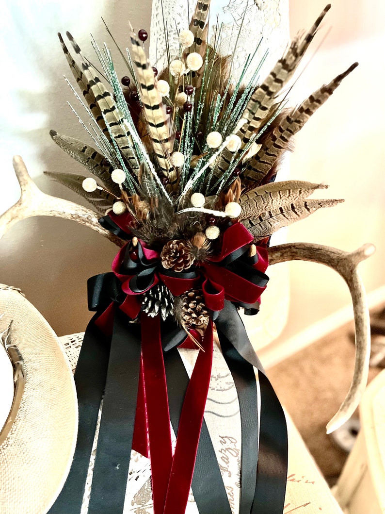 Pheasant Feather Deer Antler Tree Topper - Etsy