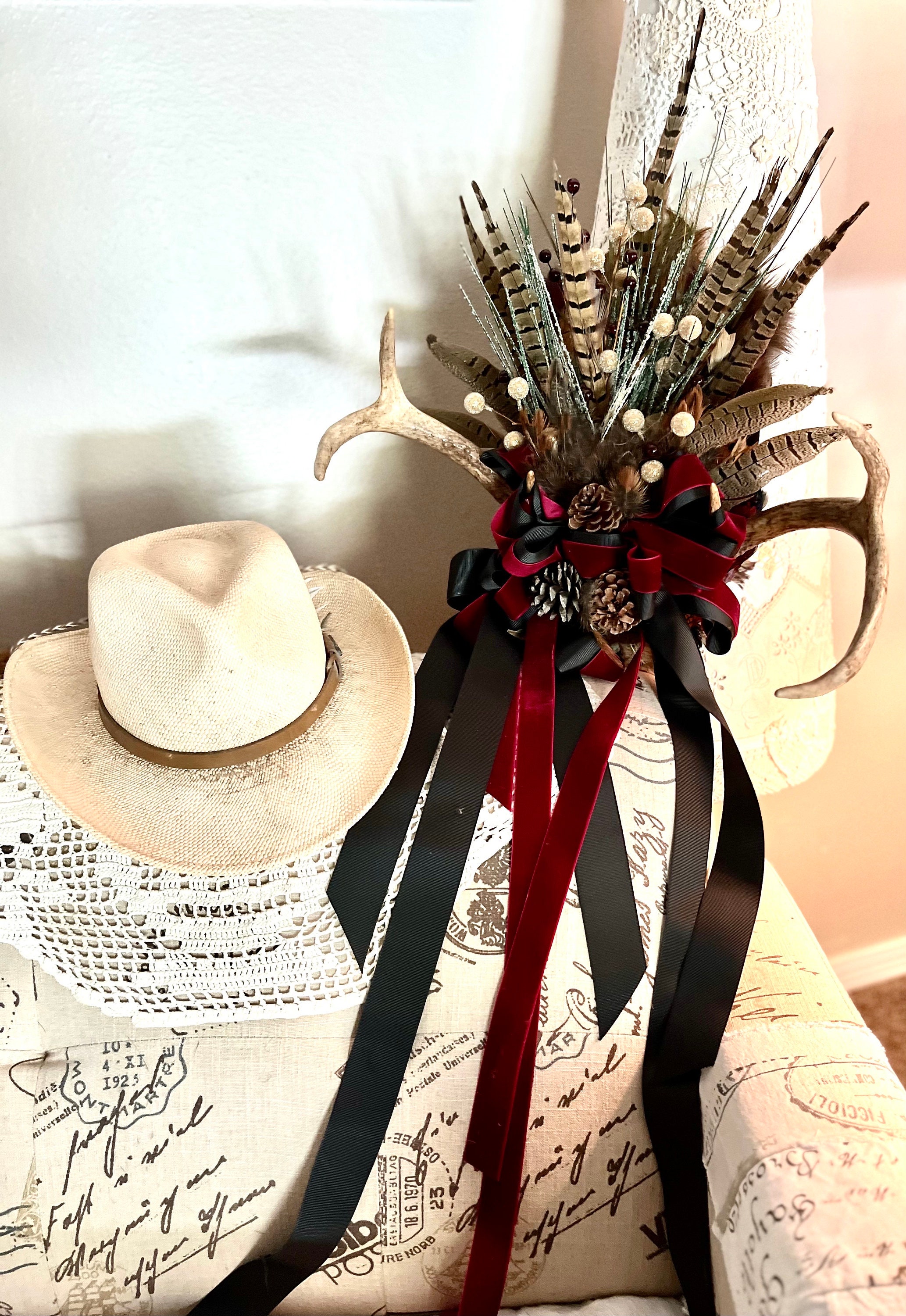 Pheasant Feather Deer Antler Tree Topper - Etsy