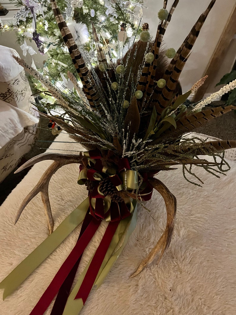 Pheasant Feather Deer Antler Tree Topper - Etsy