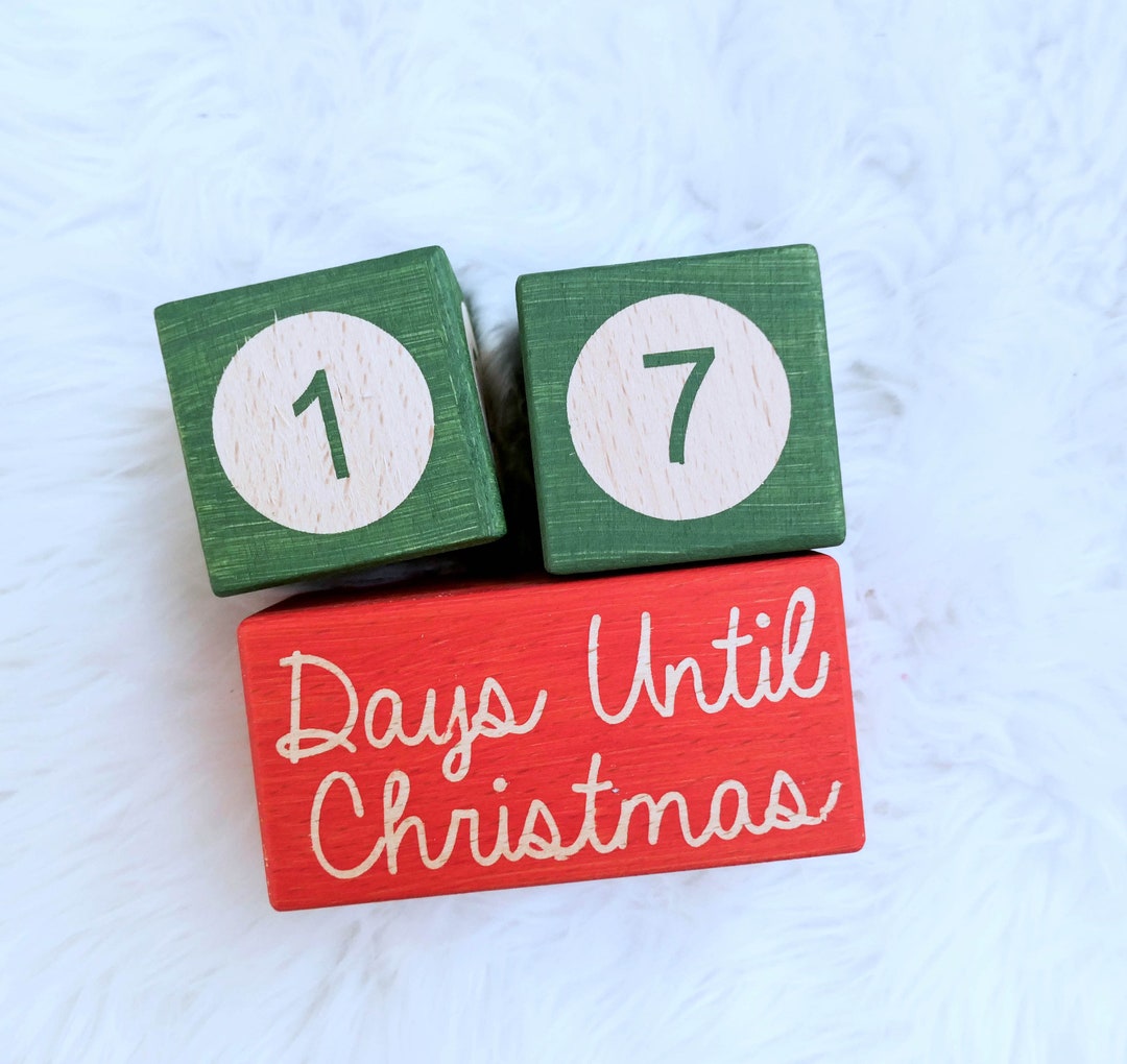 Custom Made Christmas Countdown Block Set - Handmade - Natural Wood ...