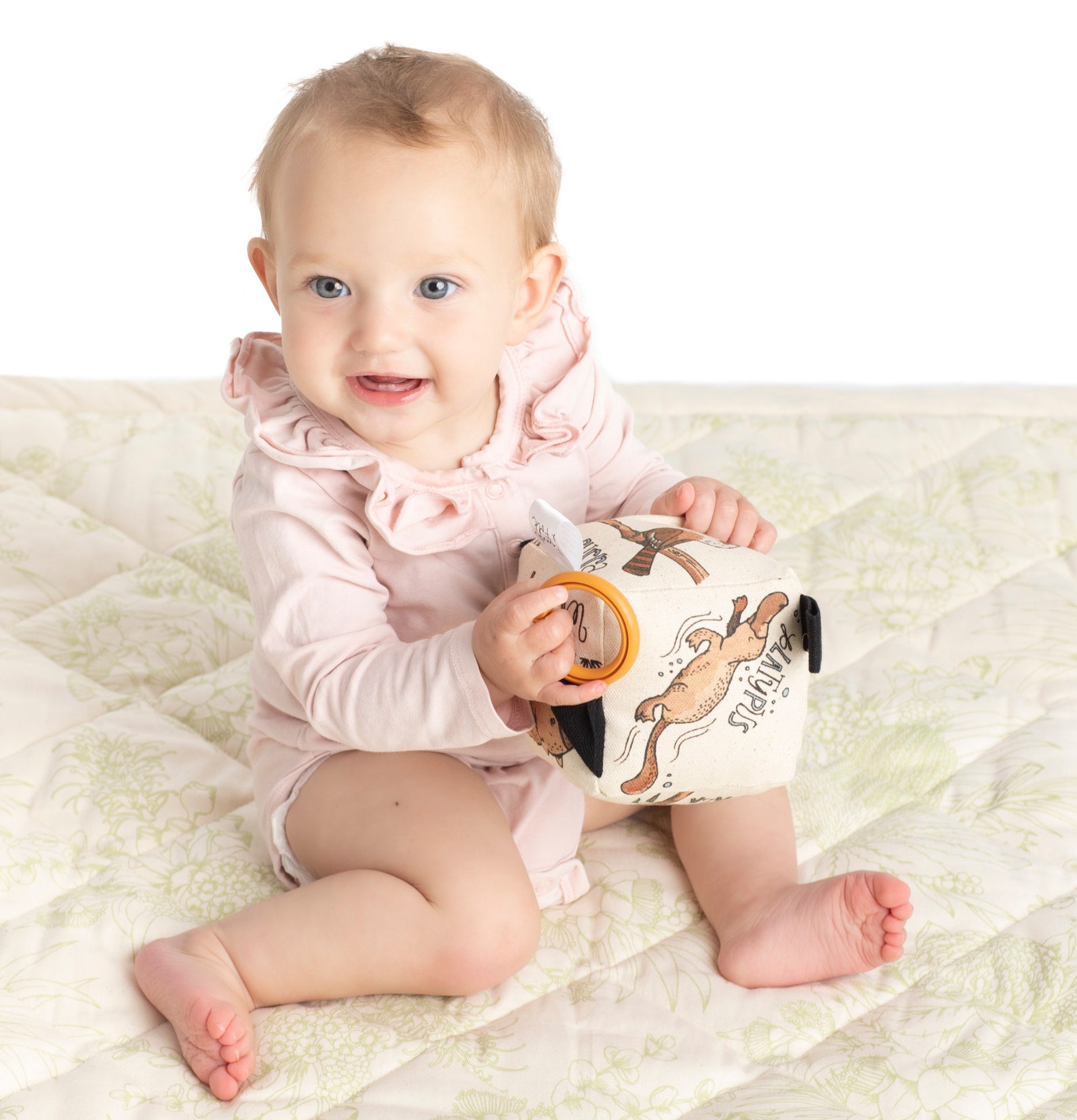 Organic Cotton Rattle Block Toy: Watercolor Australian Animals ...