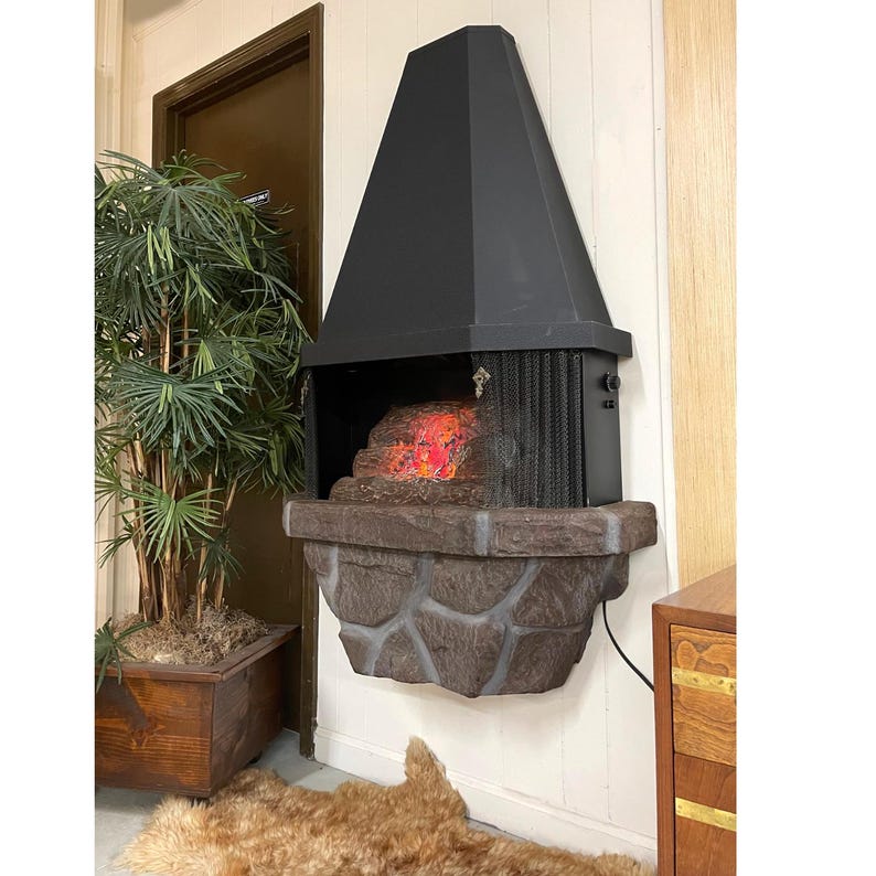 Vintage Wall Mounted Faux Stone Electric Fireplace With Space Heater - Etsy