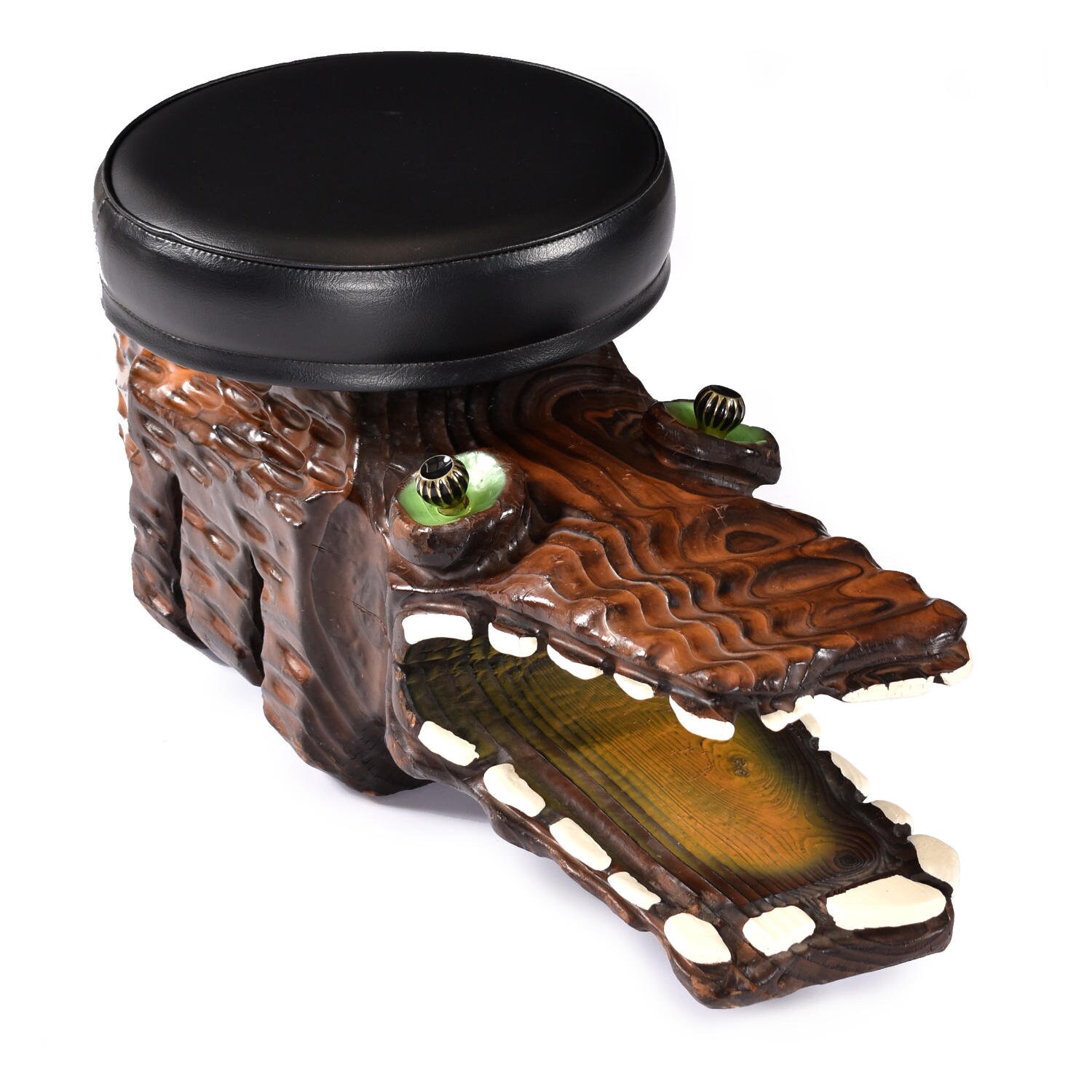 Vintage Witco Tiki Carved Cedar Wood Alligator Bench Footstool Ottoman ...