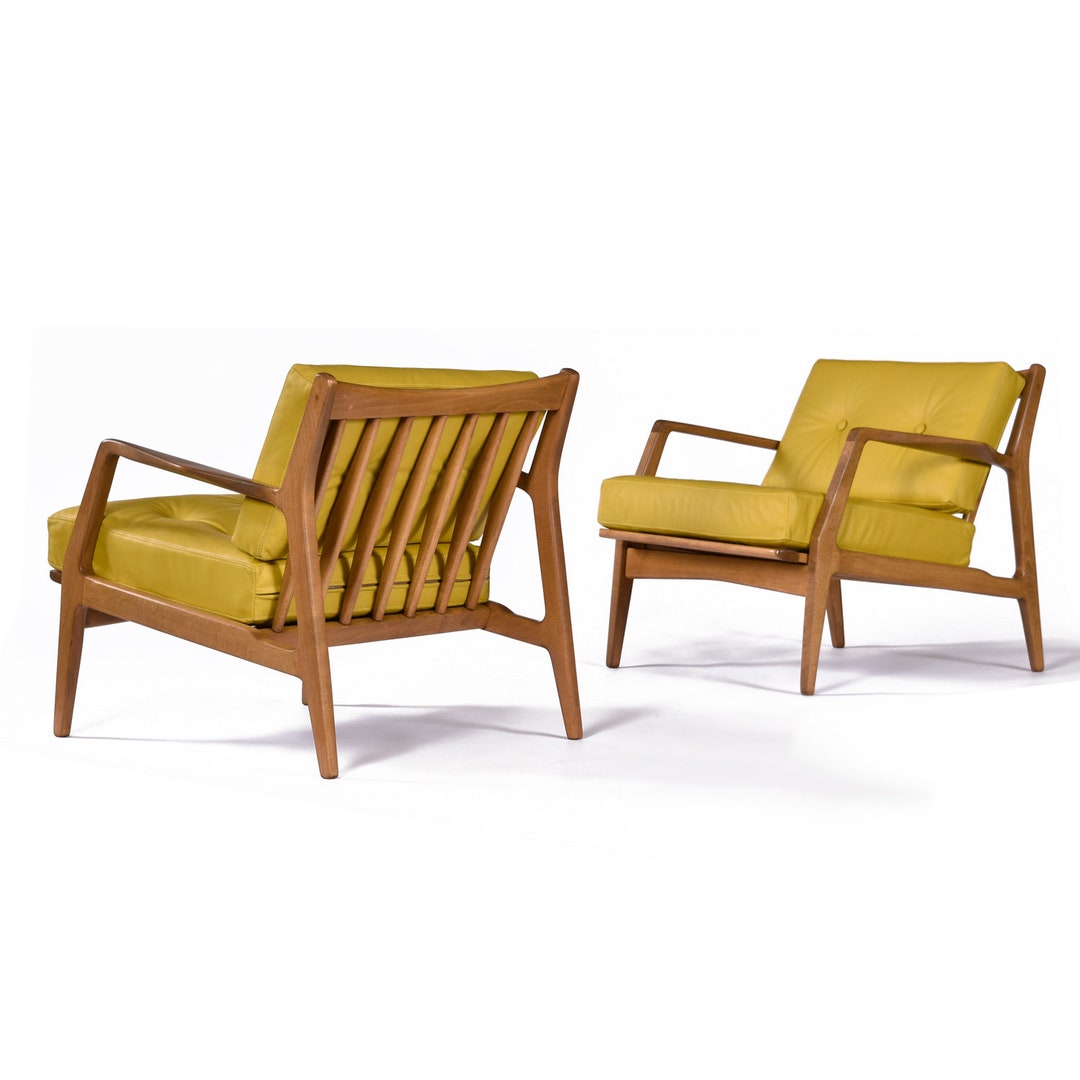 Restored Yellow Leather Lawrence Peabody for Selig Mid-century Modern ...