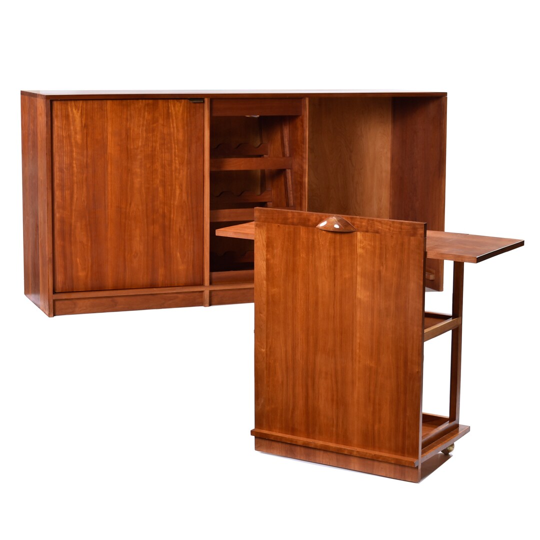 Restored Custom Cherry Buffet Dry Bar With Wine Rack and Bar Cart - Etsy