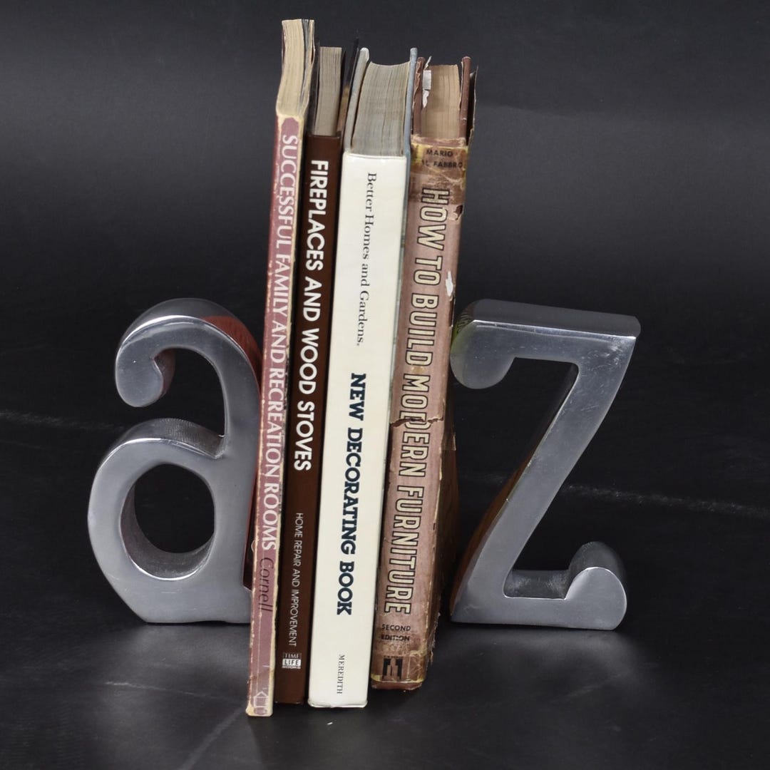 Eicholtz Style A to Z Cast Aluminum Modern Bookends - Etsy