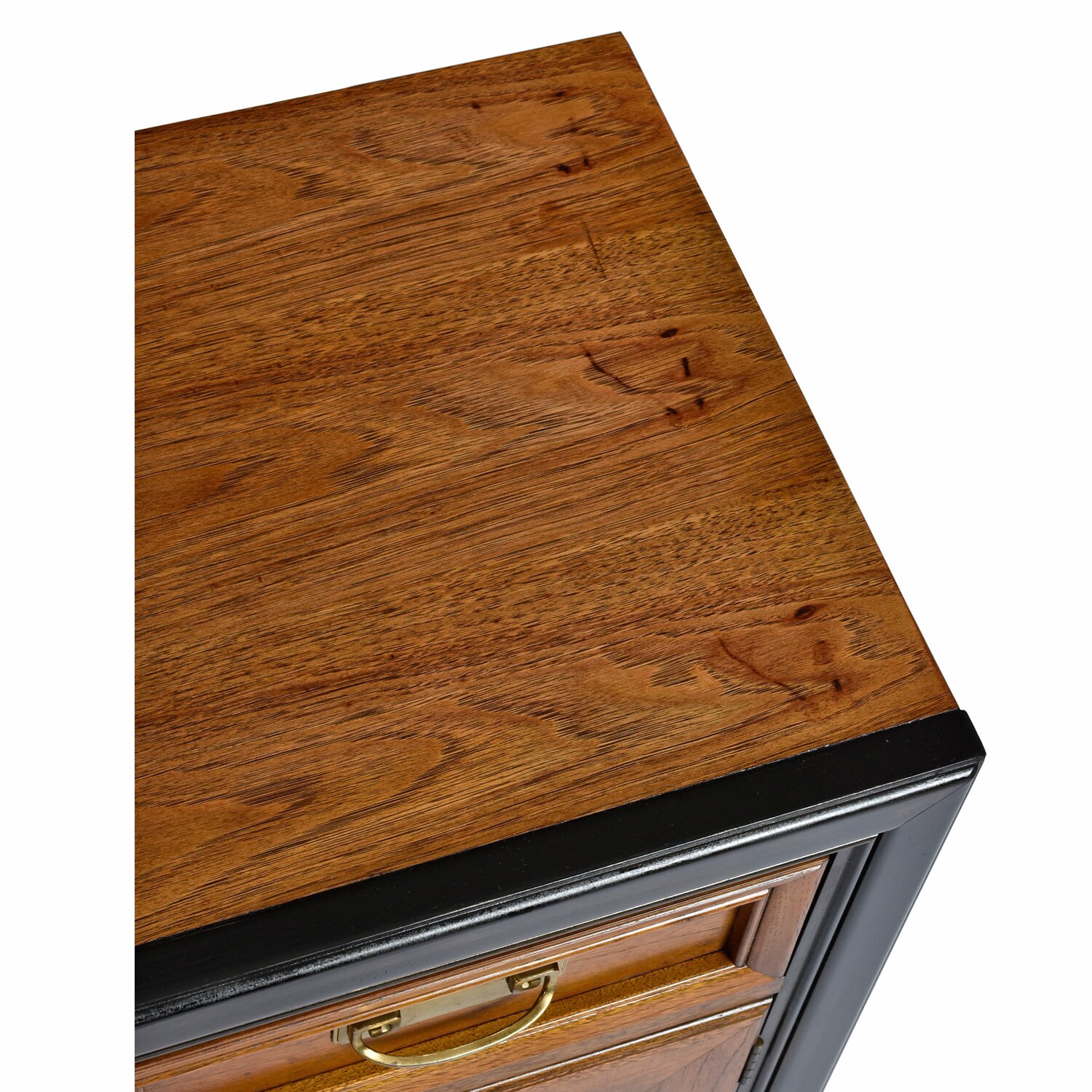 Thomasville Embassy Wood Inlay Asian Modern Campaign Style Brass Accent ...