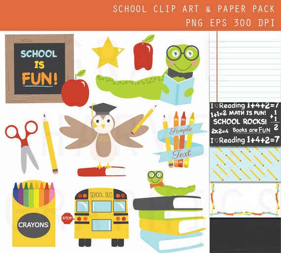 Items similar to School Clip Art Small Commercial Use EPS PNG Digital ...
