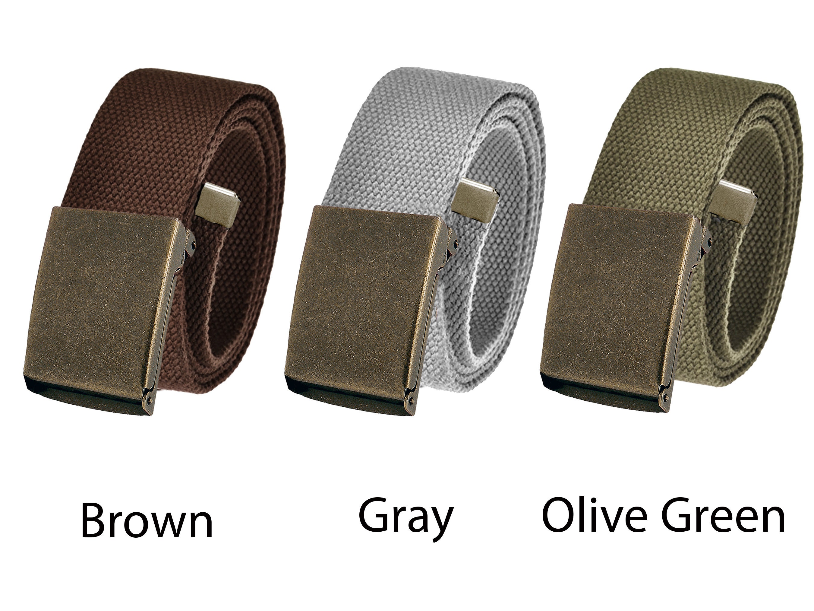 Build A Belt Men's Antique Gold Flip Top 1.5" Wide Buckle With Canvas ...