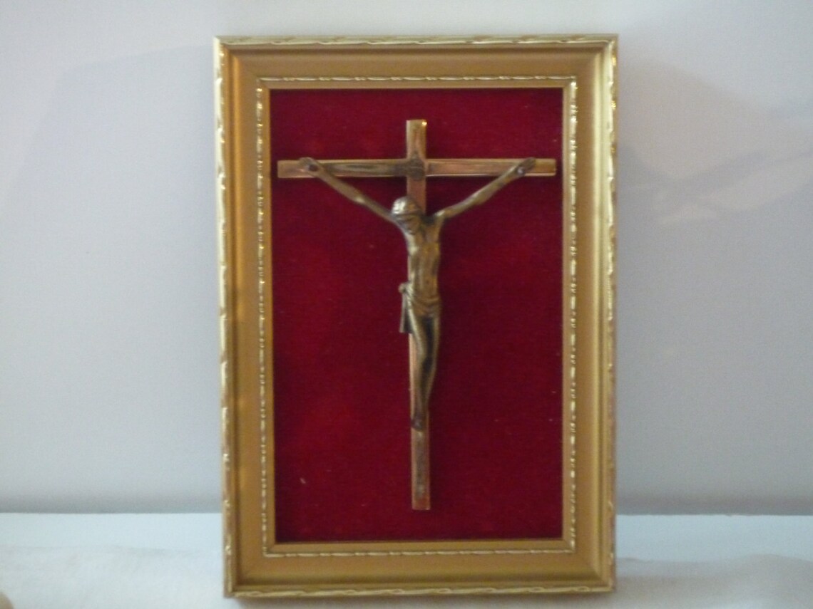 Vintage French Golden Frame Jesus on the Cross 1950/1960 Gold | Etsy