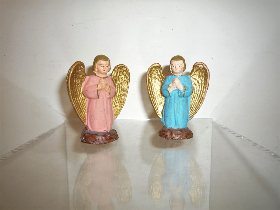 Antique French Angel for Nativity Scene. Set of Two Angels Plaster ...