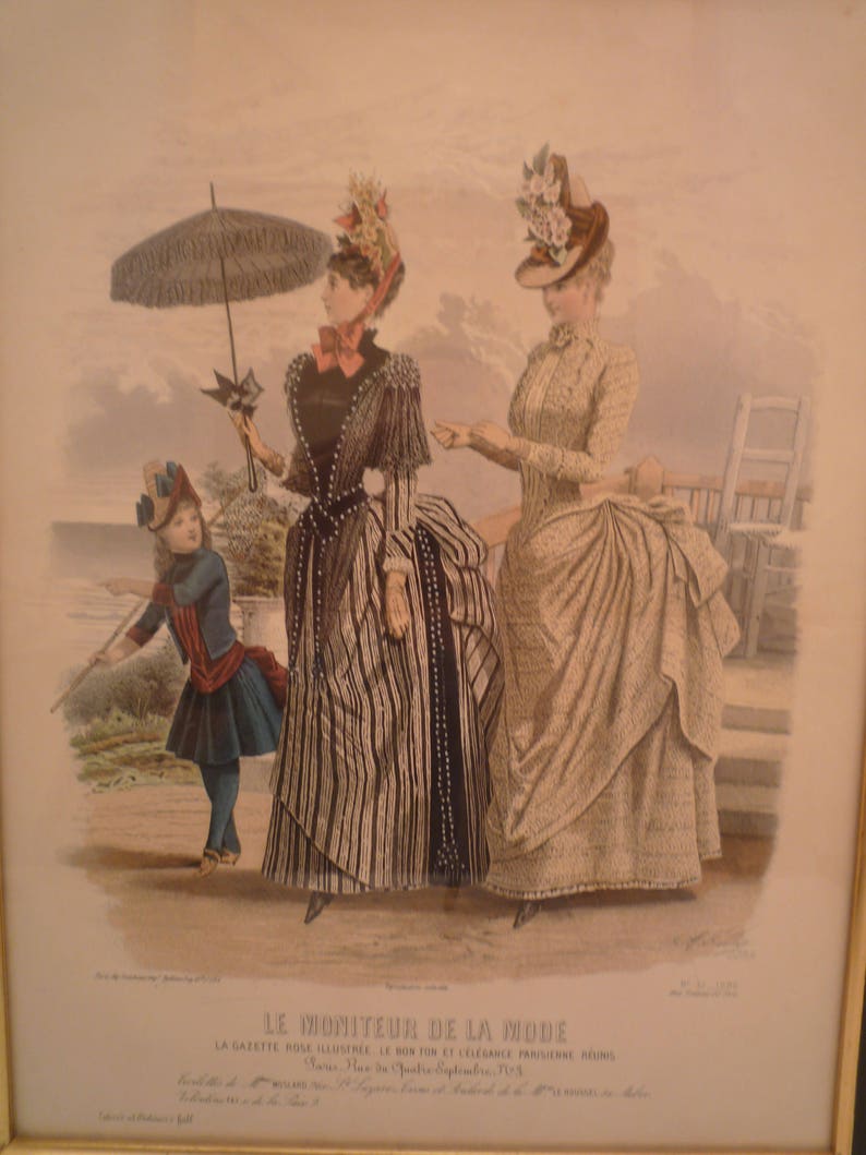 1800’s Antique Fashion Print From French Fashion Magazine " Le Moniteur ...