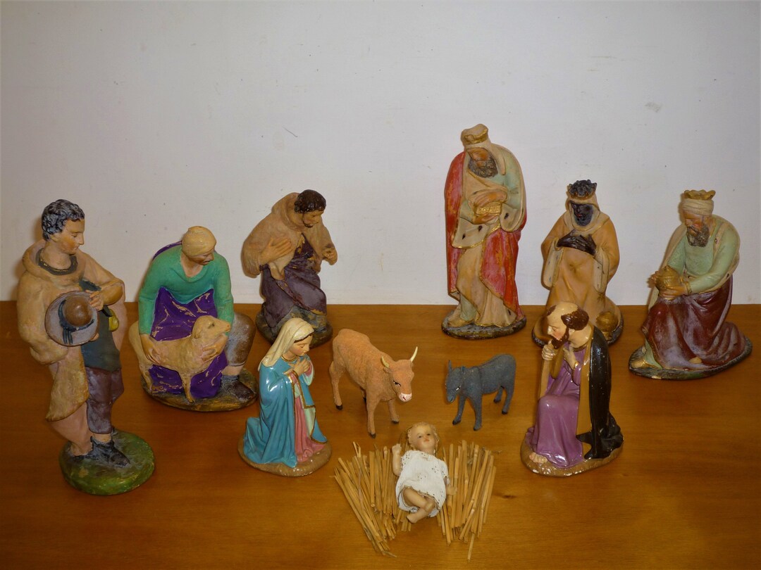 Antique Large French Complete Nativity Scene 11 Old Figurines by ...