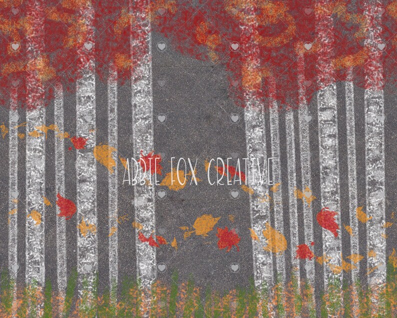 Fall Forest Sidewalk Chalk Digital Backdrop - Etsy