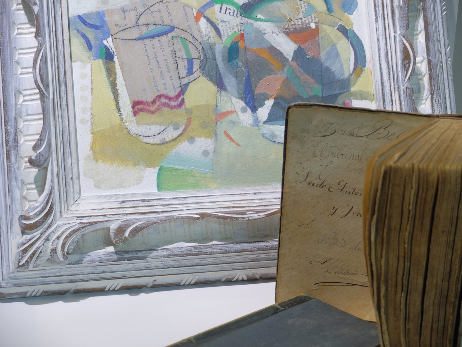 Cubist Cups. Oil Acrylic & Collage on Wood. Antique Frame on | Etsy