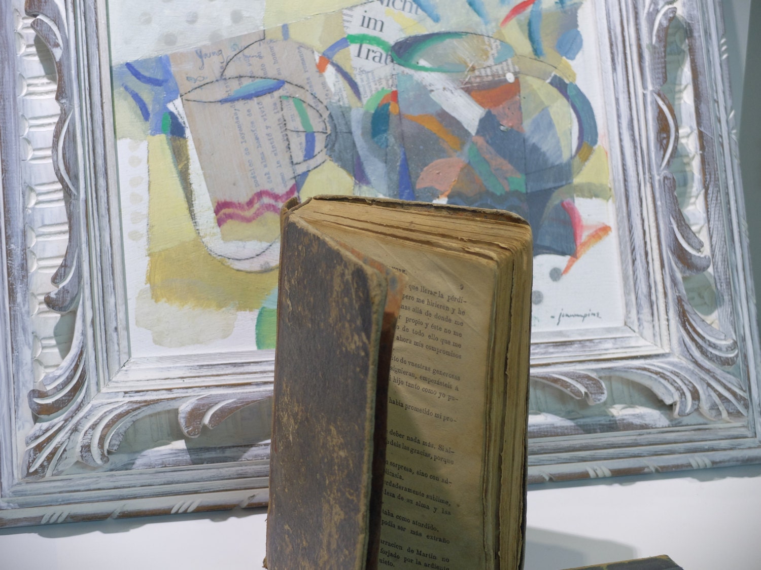 Cubist Cups. Oil, Acrylic & Collage on Wood. Antique Frame on Wood ...