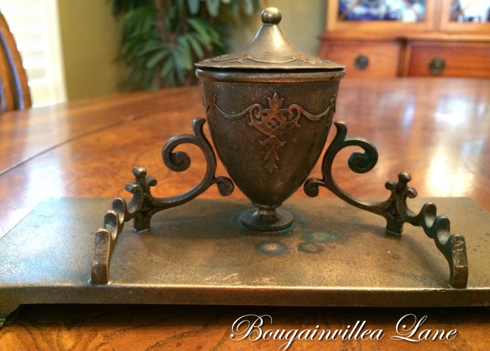 Bronze Pen/inkwell Desk Set by 'silvercrest' W/ | Etsy