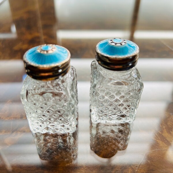 Blue Glass Salt and Pepper Shakers - Etsy