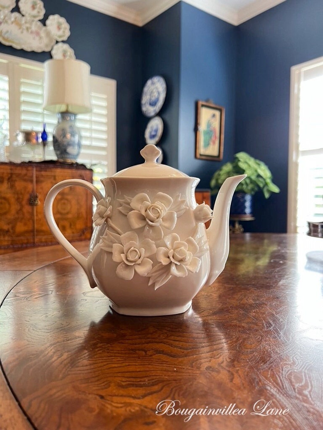 I Godinger & Co Porcelain Teapot Capodimonte Style Flowers With Cover ...