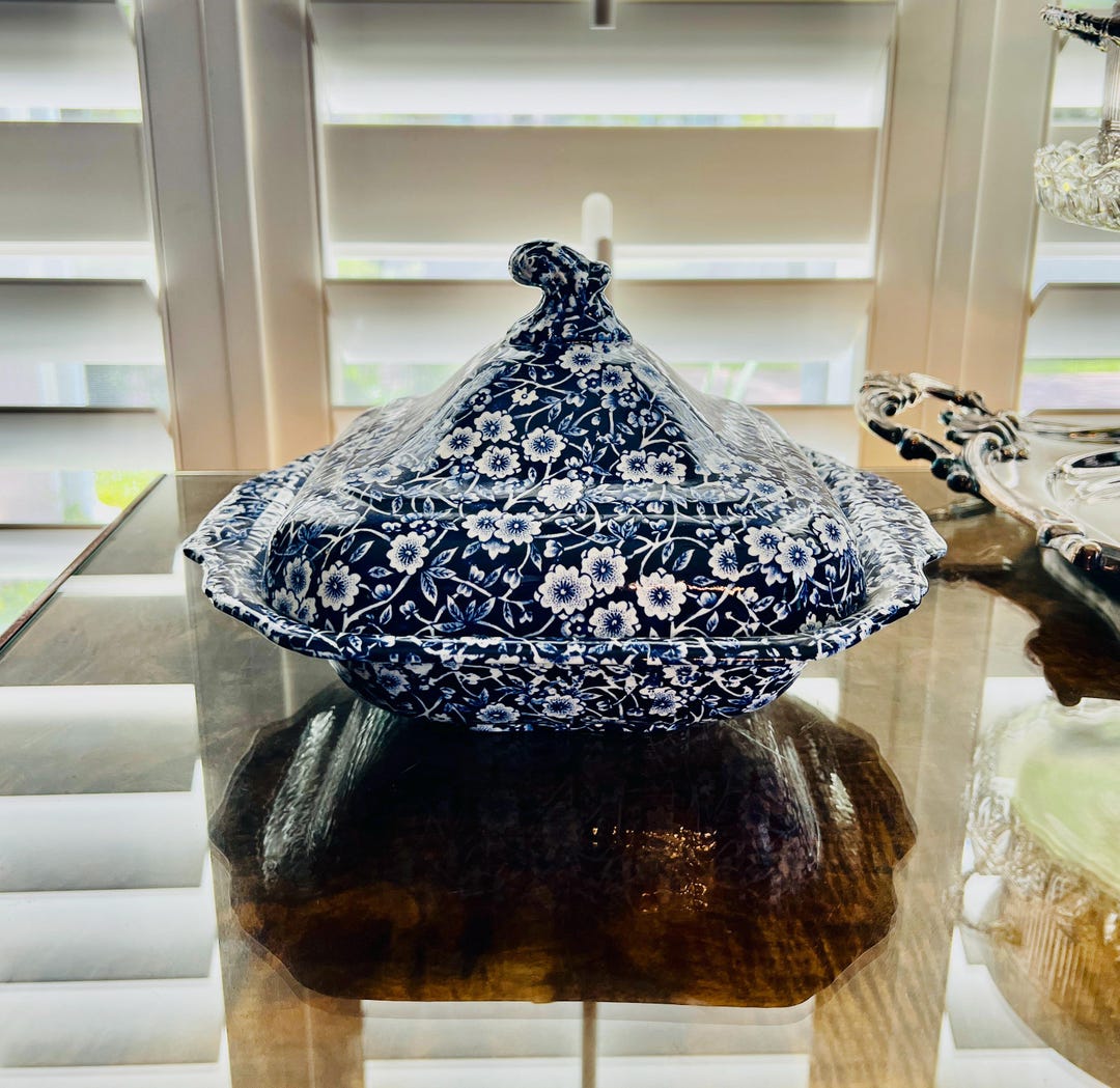 Royal Crownford 'calico' Blue Covered Vegetable Dish - Serving Dish ...