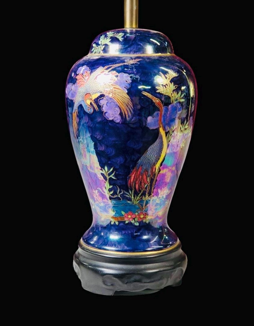 Maling England Iridescent Luster Crane Theme Lamp Inspired by Wedgwood ...