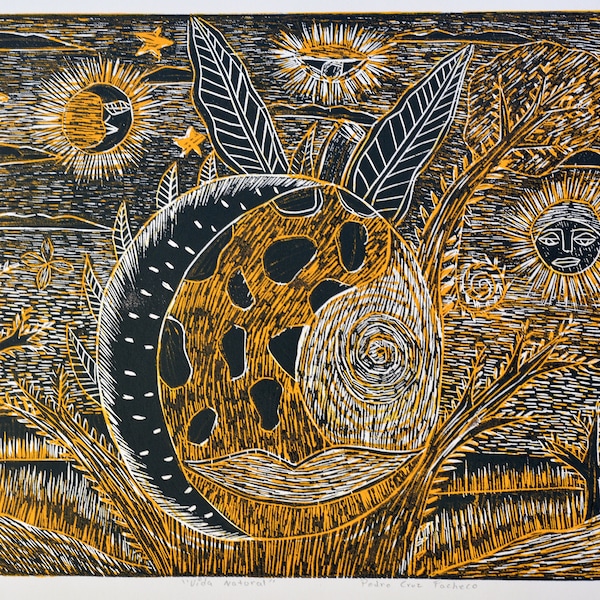 Linocut Print Mexico - Etsy