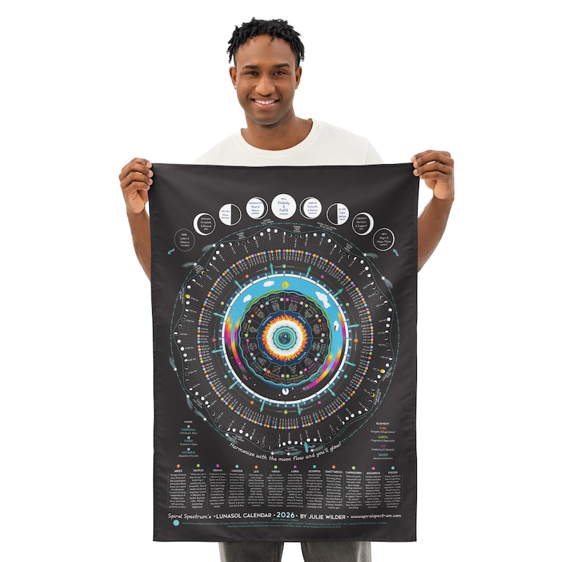 2026 Luna Sol Calendar Featuring Zodiac, Moon Phases, Circadian Cycles ...