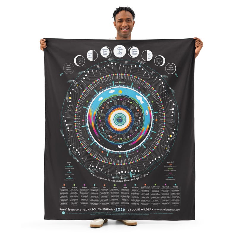 2026 Luna Sol Calendar Featuring Zodiac, Moon Phases, Circadian Cycles ...