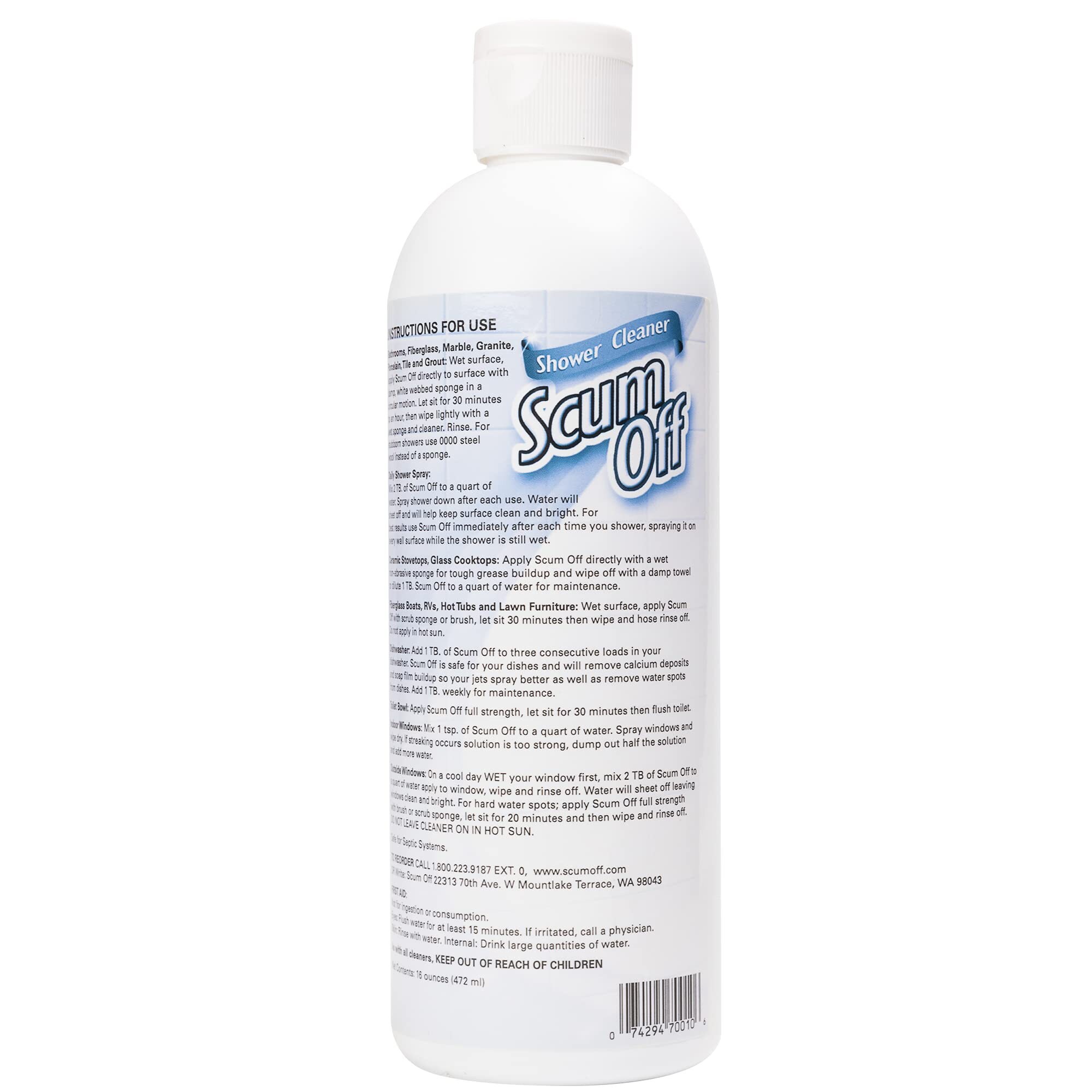 Scum off Shower Cleaner for Fiberglass, Tile, Grout, Stone, Porcelain ...