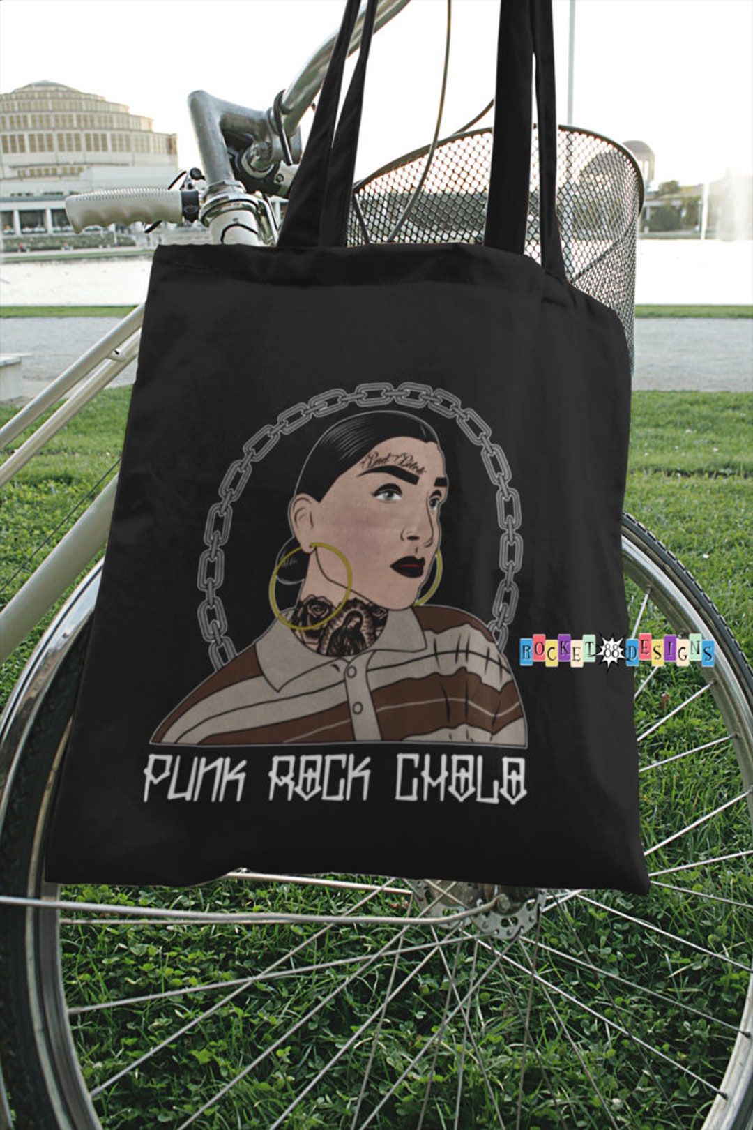 Punk Rock Cholo Chola Girl Black Cotton Canvas Tote Bag Cute Cholo Art ...