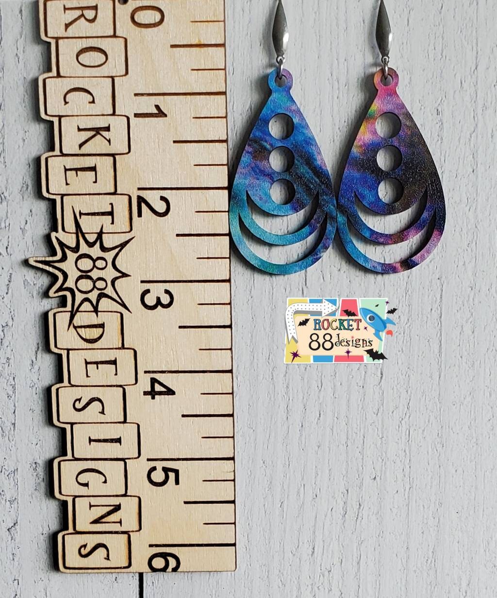 Abalone Galaxy WOOD Dangle Earrings Rainbow Laser Cut Jewelry - Etsy