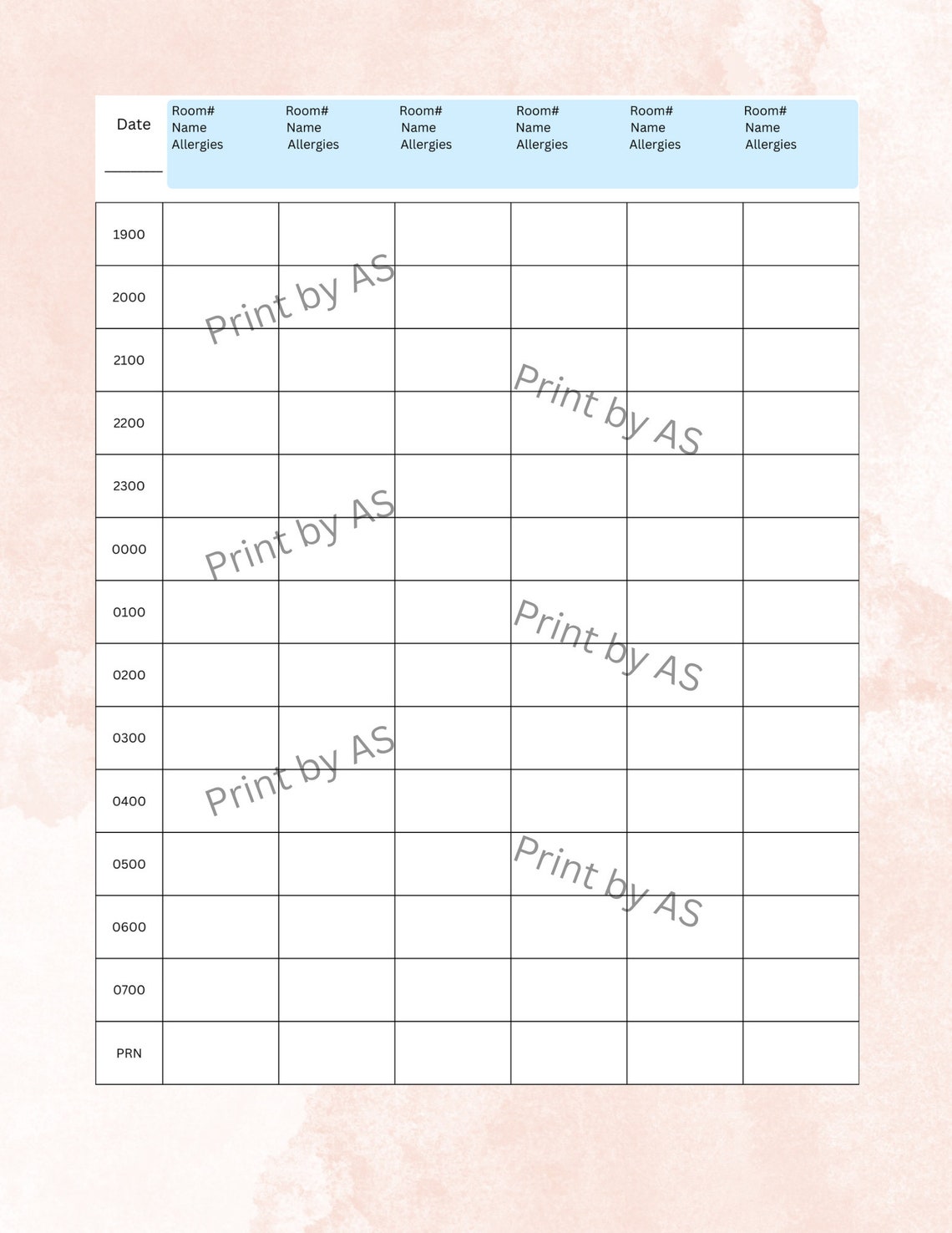 Nurse Medication Sheet, Medication Log, Nurse Med Sheet, Nurse MAR ...