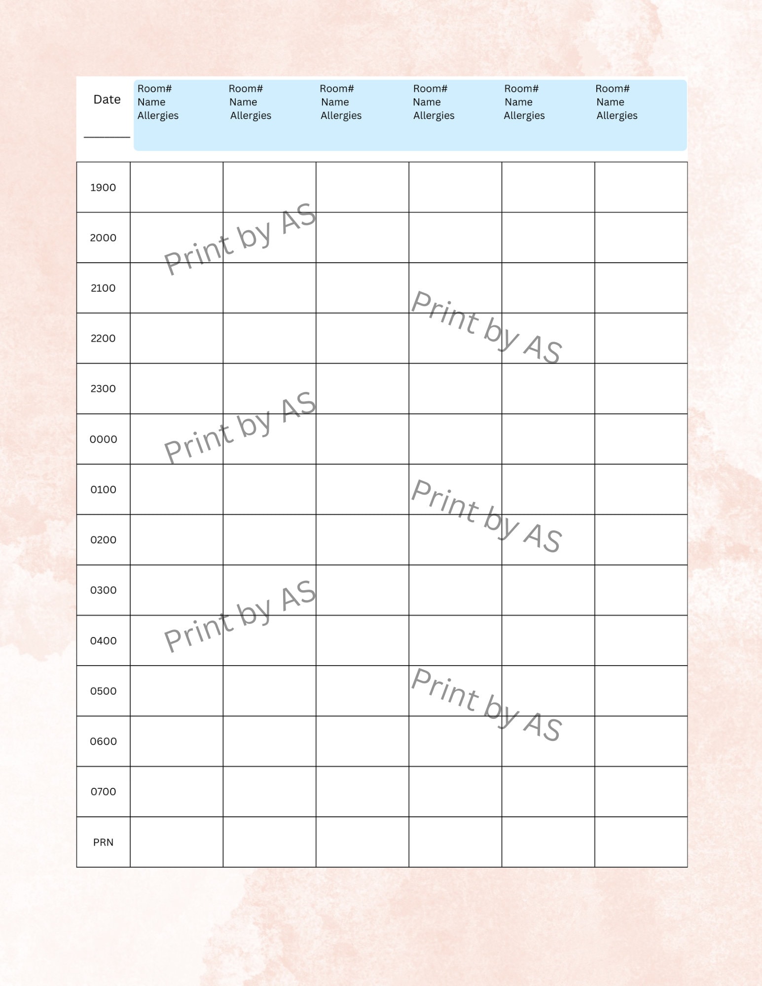 Nurse Medication Sheet, Medication Log, Nurse Med Sheet, Nurse MAR ...
