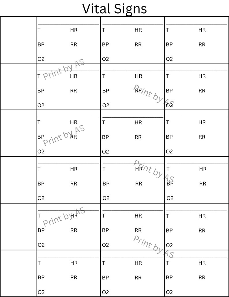 Nursing Report Sheet, Vital Signs Log, Blood Pressure Log, Temperature ...