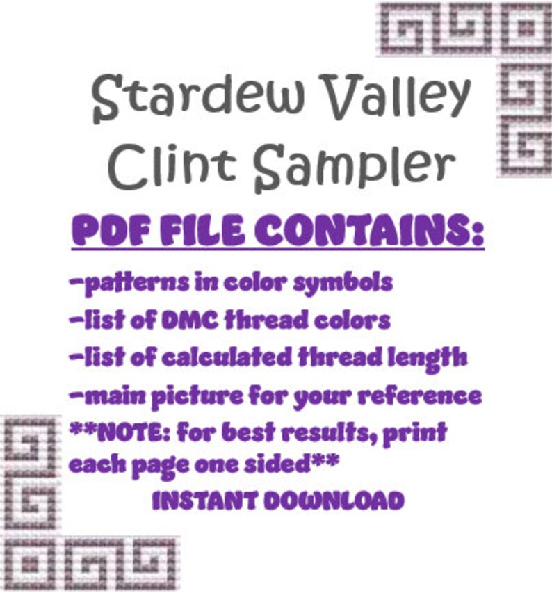 Stardew Valley Clint Sampler - Cross Stitch Sampler - Instant Download ...