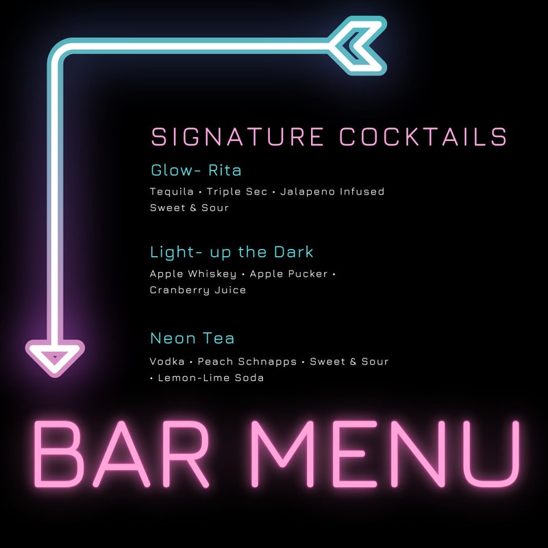 Bar Menu - Etsy