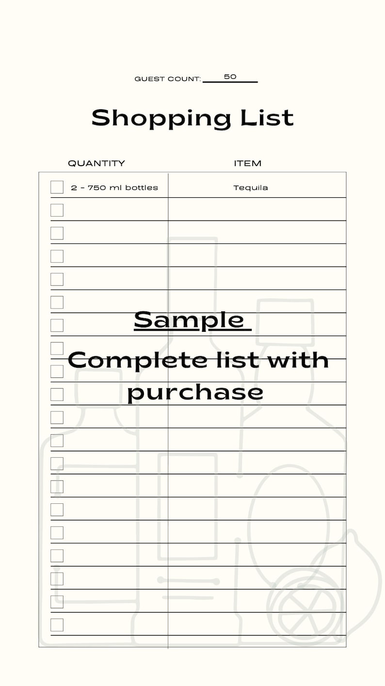 Neon Party Bar Menu & Shopping List - Etsy