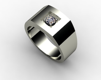 Men's Single Stone Diamond Wedding Band | Etsy