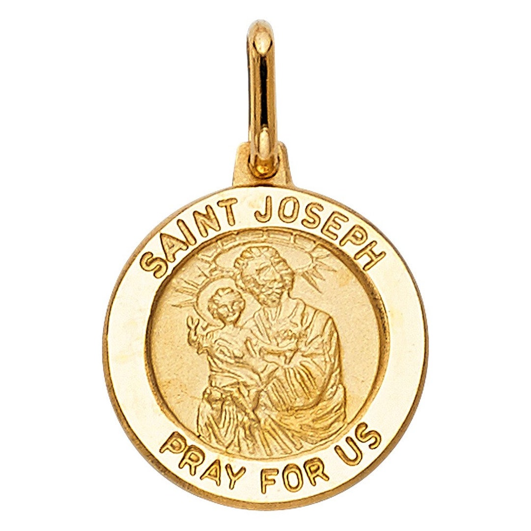 14K Solid Gold Saint Joseph Medal Pendant With Ring - Etsy