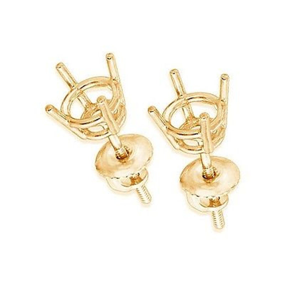 Screw Back Basket Stud Earrings Setting 14K Gold - Etsy