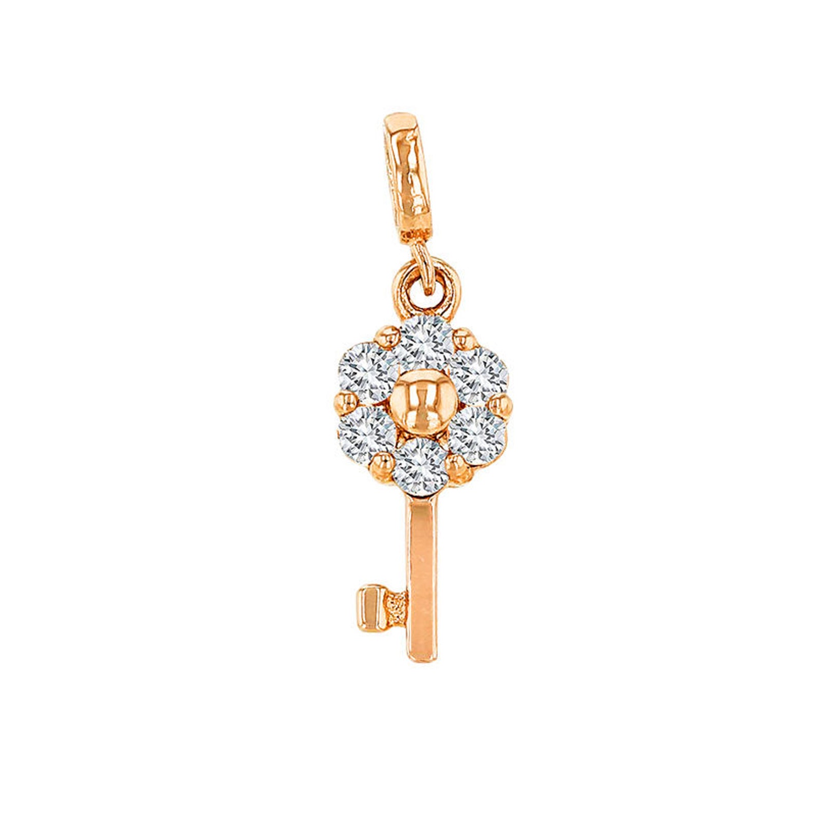 Delicate Diamond Key Charm 14K Gold for Necklace and Bracelet - Etsy