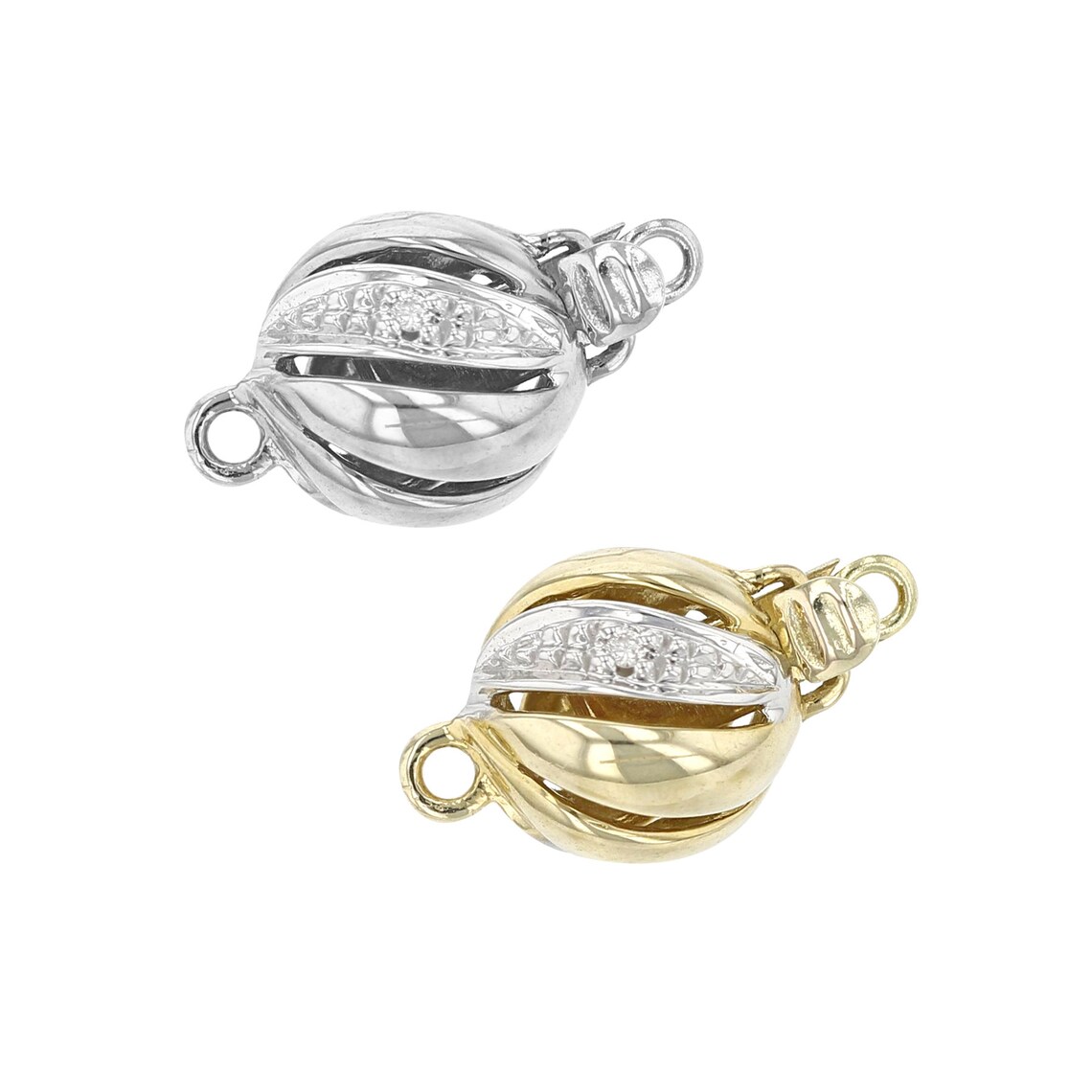 Diamond Ball Clasp For Necklace in 14K Gold | Etsy