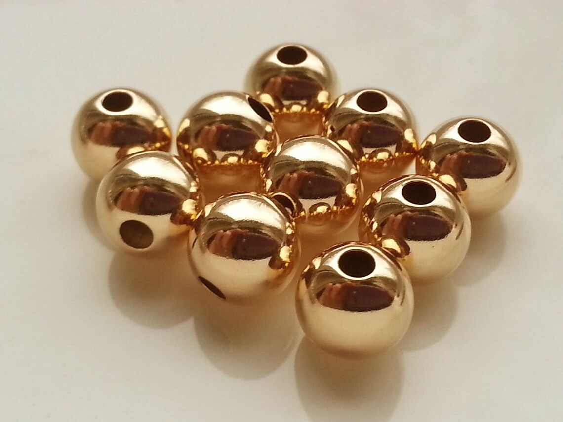 All Sizes 10pcs 14K Gold Plain Round Beads | Etsy