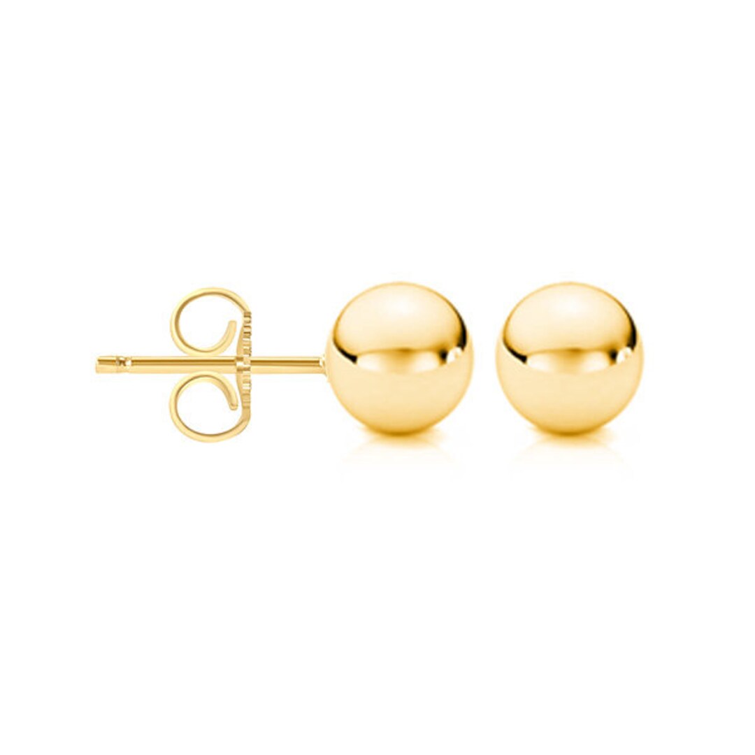 18 Karat Yellow Gold Ball Stud Earrings / 18K Yellow Gold Stud Earrings ...