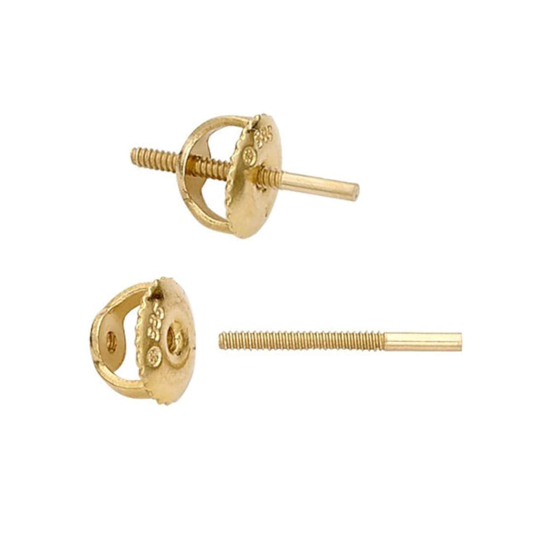 14K Solid Gold Medium Screw Post & Backing - Etsy