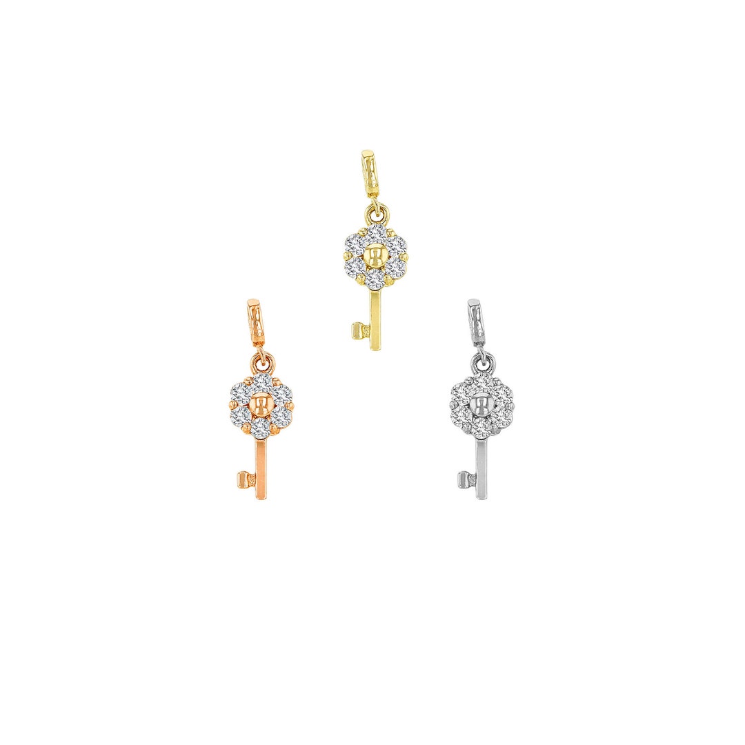Delicate Diamond Key Charm 14K Gold for Necklace and Bracelet - Etsy