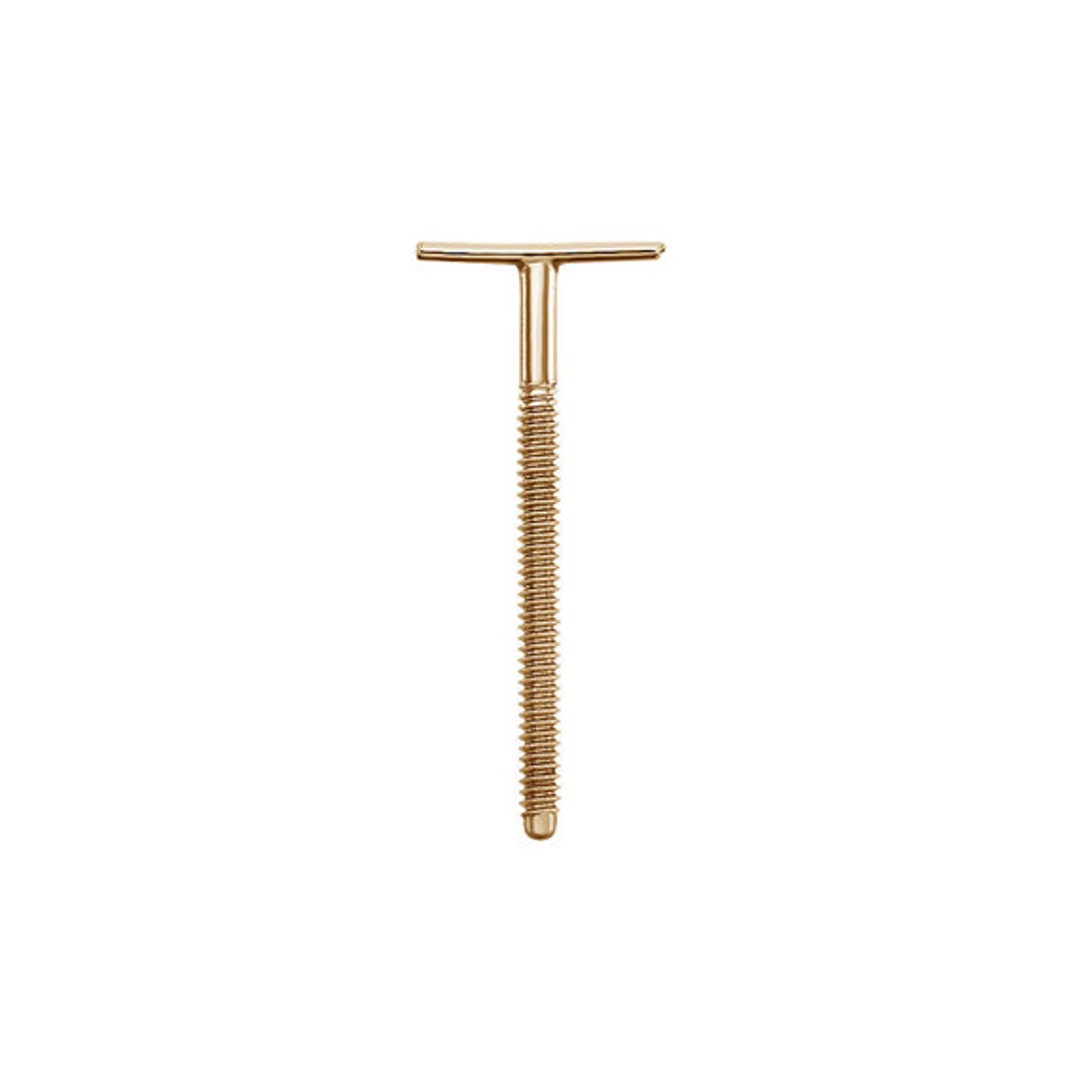 14K Solid Gold T-post Earring Threaded - Etsy