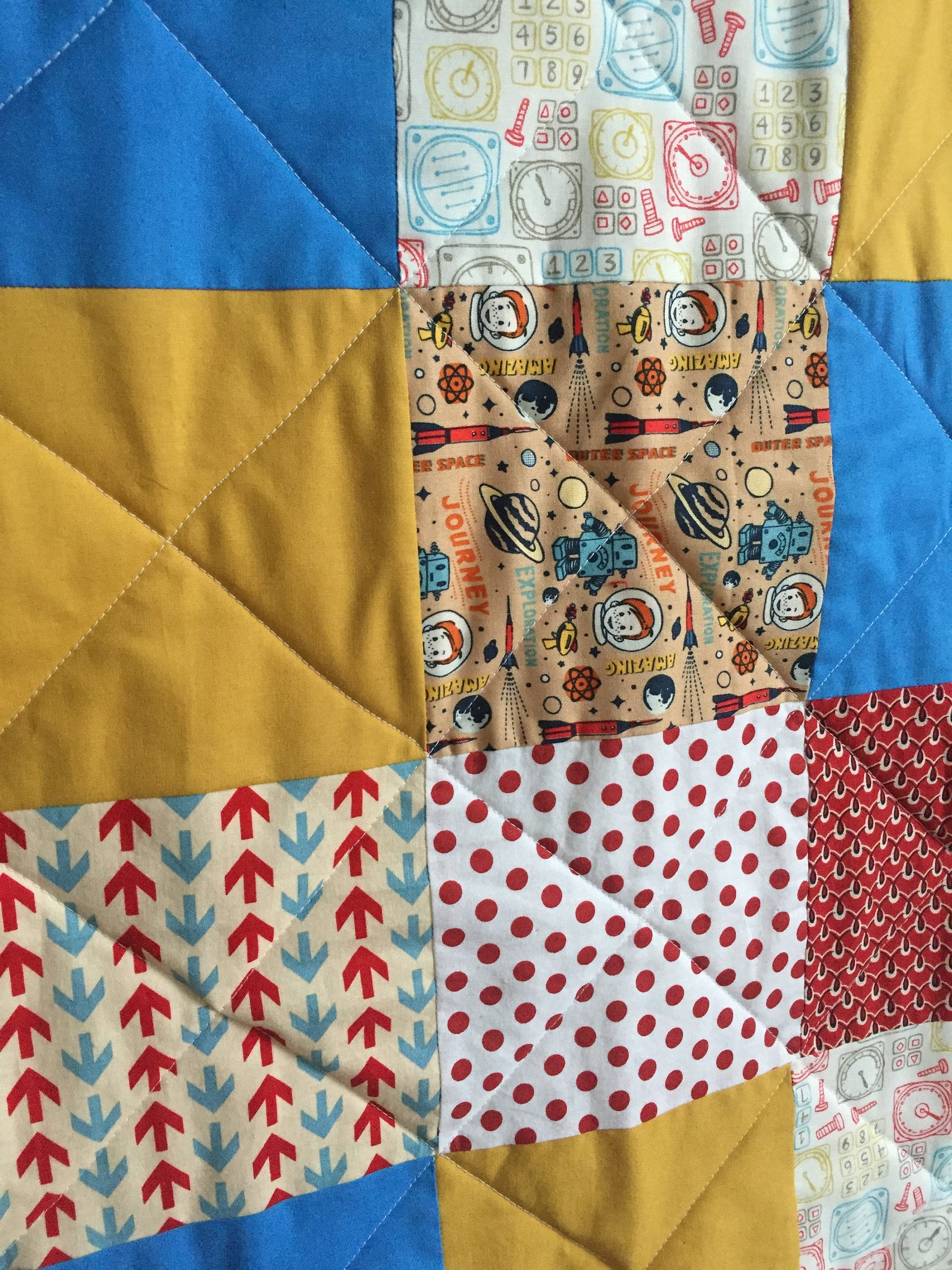 READY TO SHIP Baby Quilt Crib Blanket Blue Black Tan Red Gold - Etsy