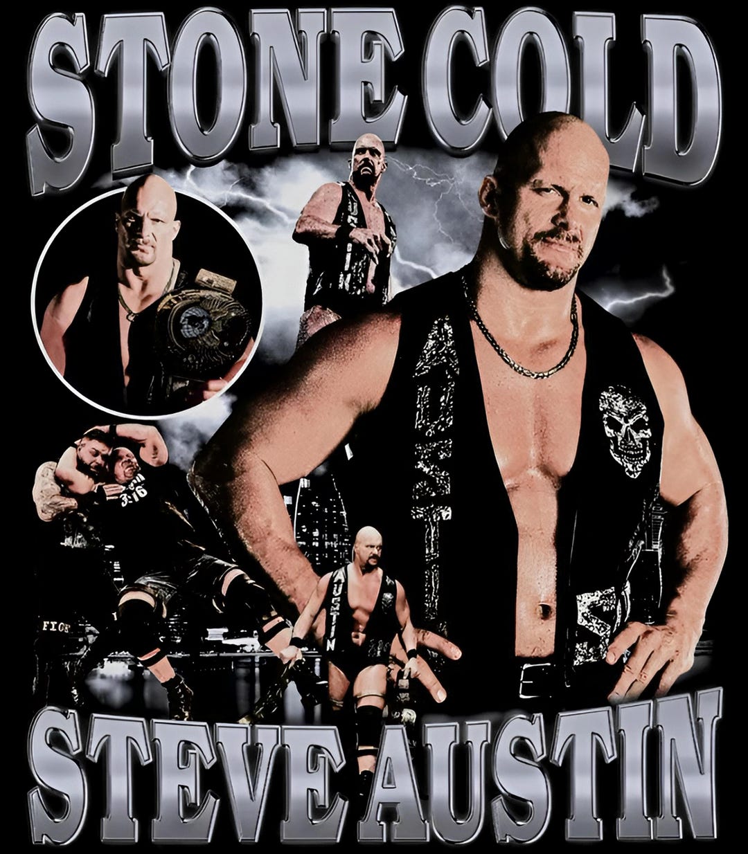 Stone Cold 90s Vintage T Shirt Design. Retro, Bootleg Tee. Instant ...