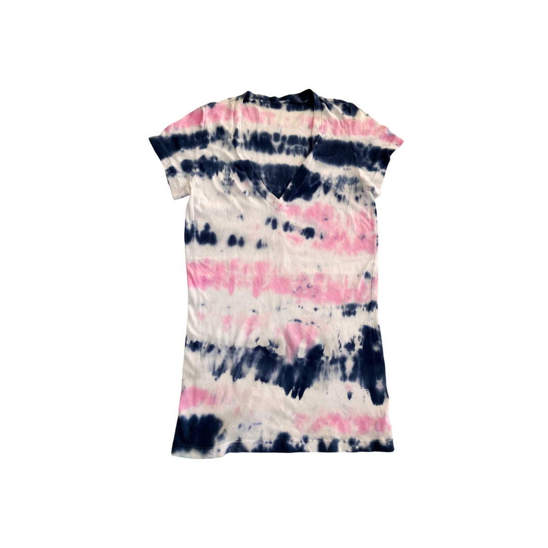 Shibori Pink Tie Dye Tissue T Shirt. Boho V Neck Tee, Women, Teen ...